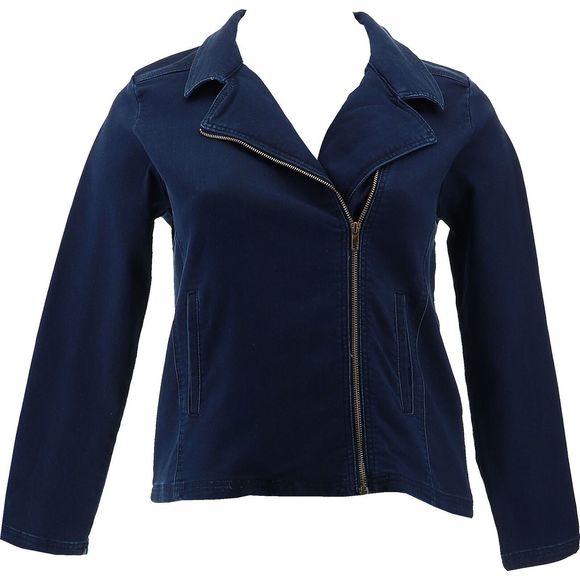 IMAN | Jackets & Coats | Iman Global Chic Illusion Denim Moto Jacket ...